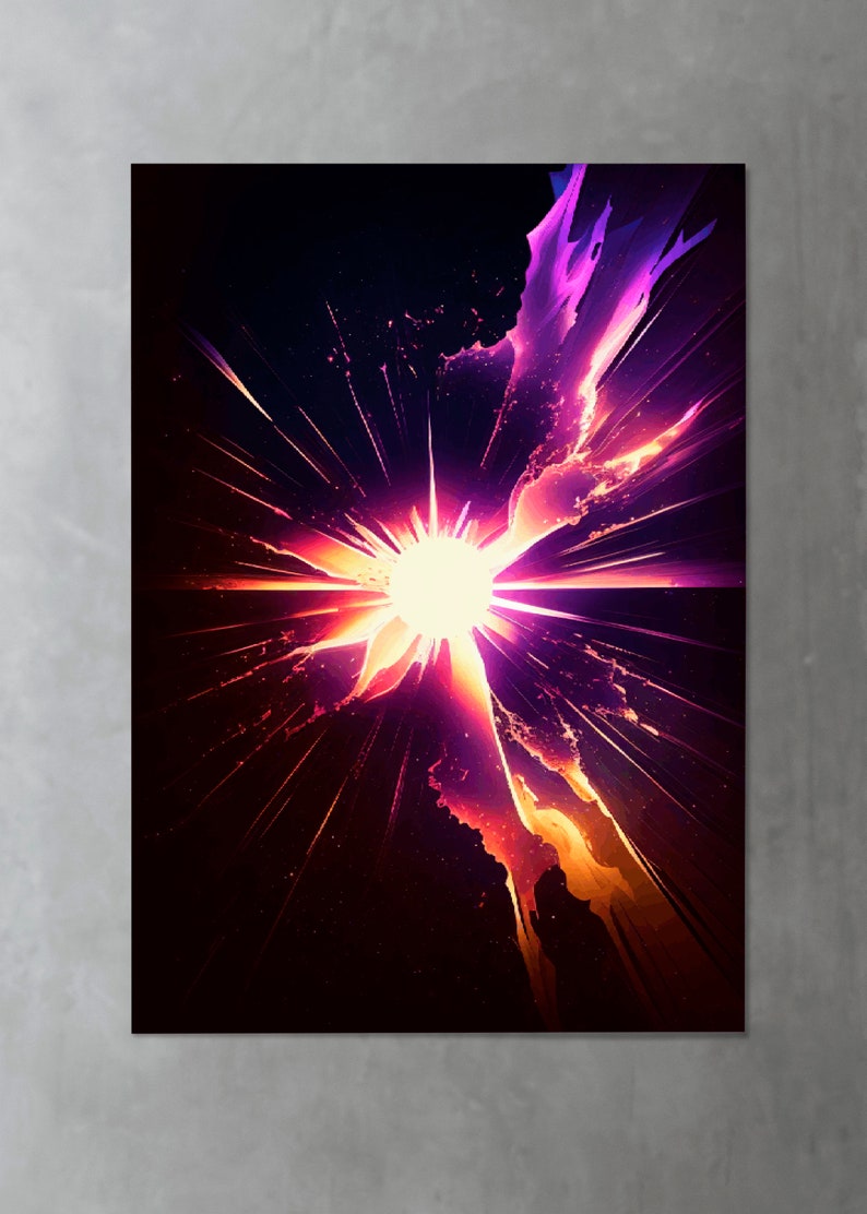 Vintage / Retro Digital Poster | Synthwave Star Supernova Space Printable Wall Art | Digital ...