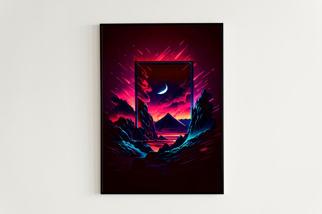 Vintage / Retro Digital Poster | Synthwave Alien World Landscape ...