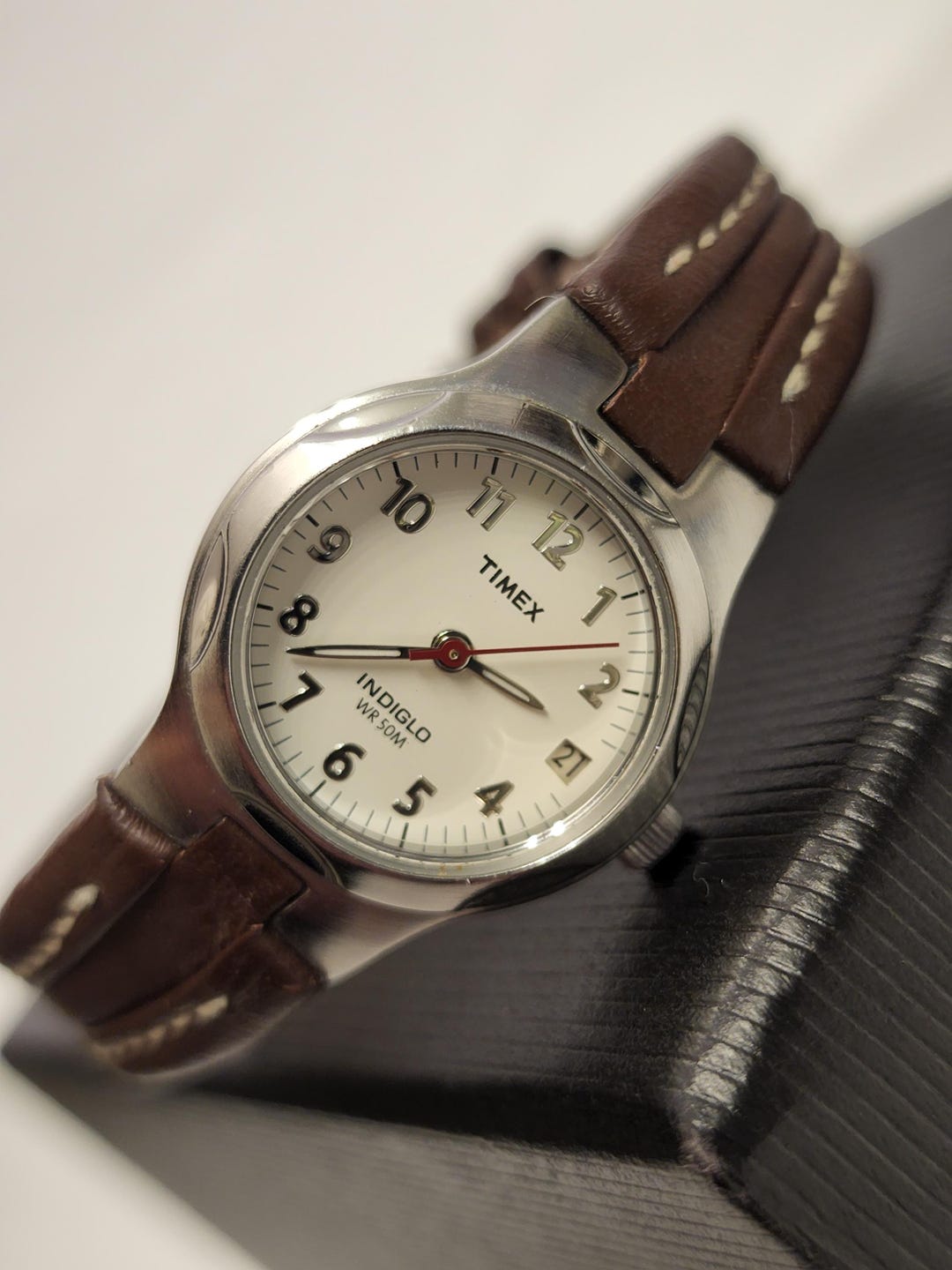 Retro Womens Watch Timex Indiglo Quarts With Date Window on Brown Strap ...