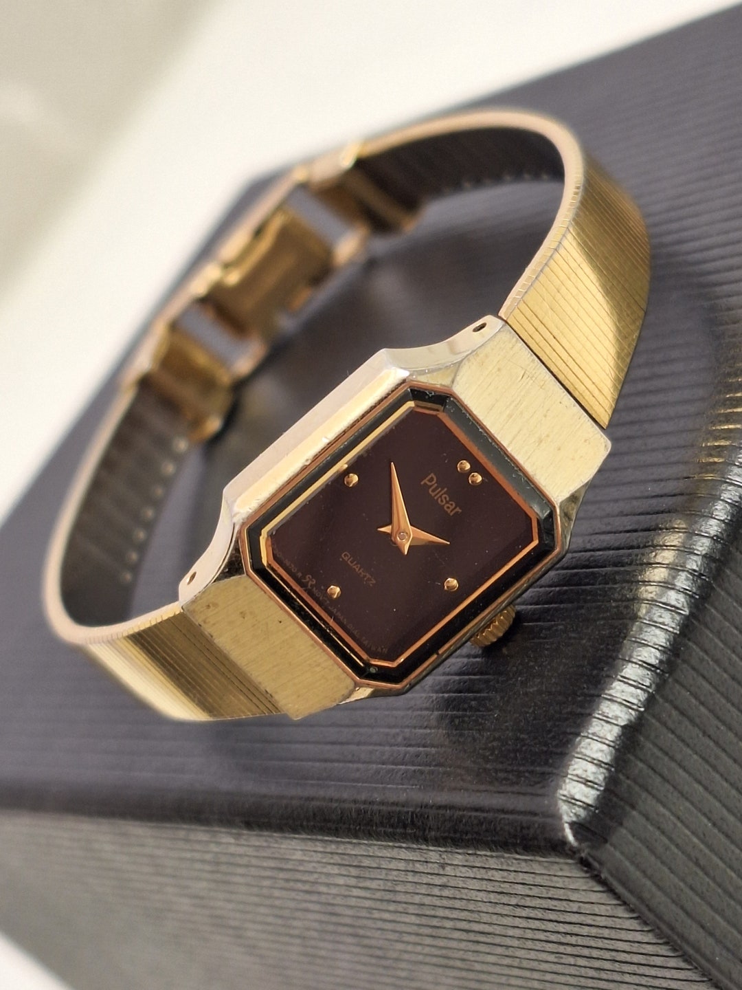 Vintage Womens Gold Pulsar Watch With Black Dial Gold Ladies - Etsy