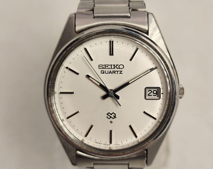 Retro Stainless Steel Seiko Watch Quartz Seiko SQ With Date Window 8222 ...