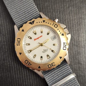 Retro Two Tone Diver Watch Snap on Quartz With Rotating Bezel and Push ...