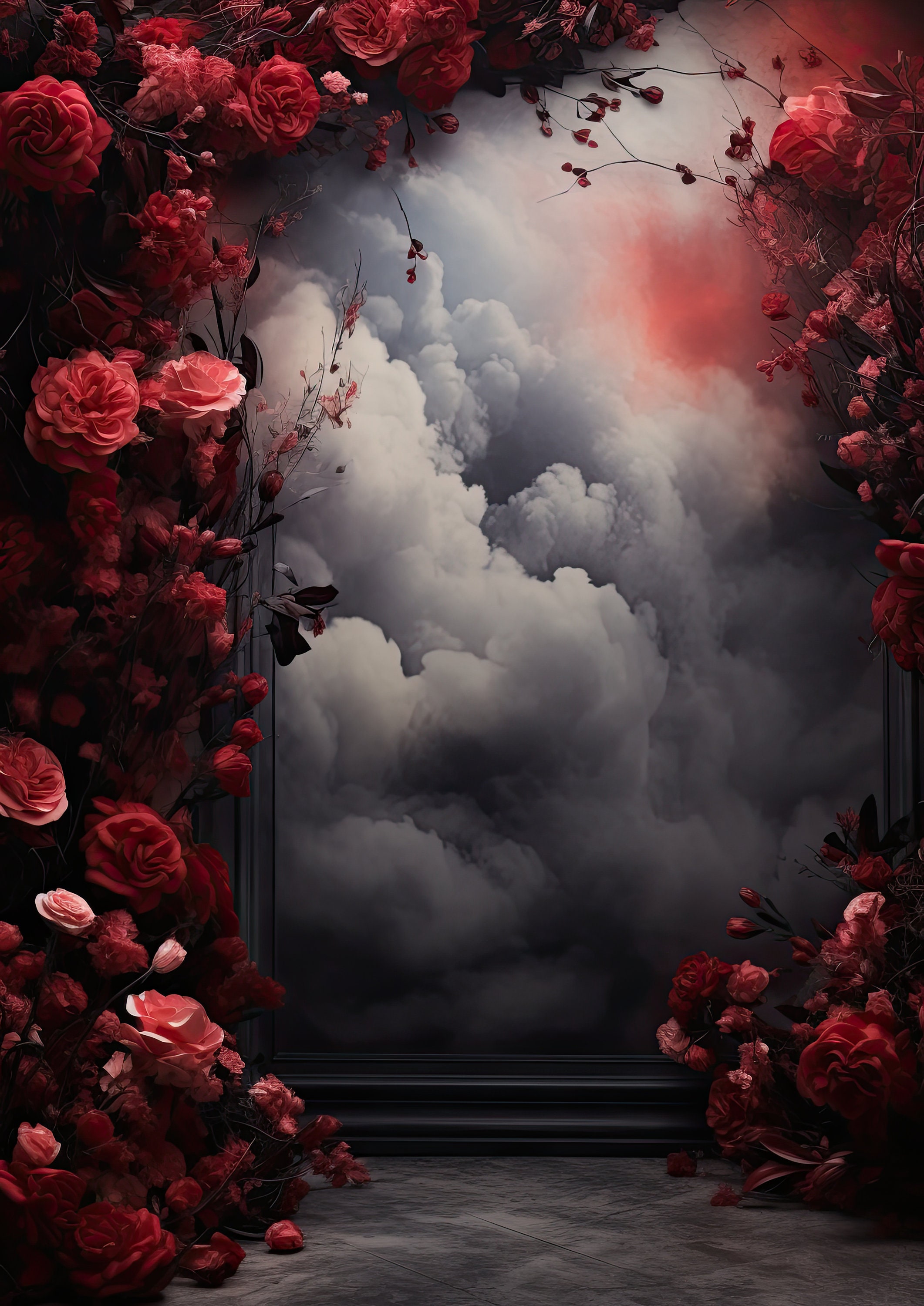 Oversized Red Florals Digital Backdrop Collection 35 Jpeg - Etsy