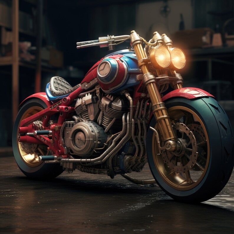 Famous Characters Style Motorbike Photo Backdrops With Studio Lights ...