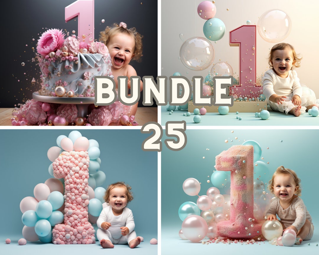 25 JPEG Digital Backdrops - 1st Birthday Balloon Number 1 Theme ...