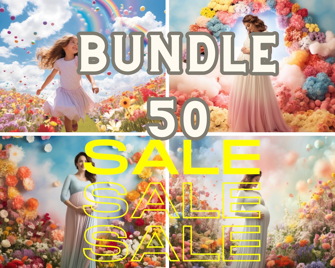 Rainbow Meadow Digital Backdrop Collection - 50 Vibrant JPEG Files for ...