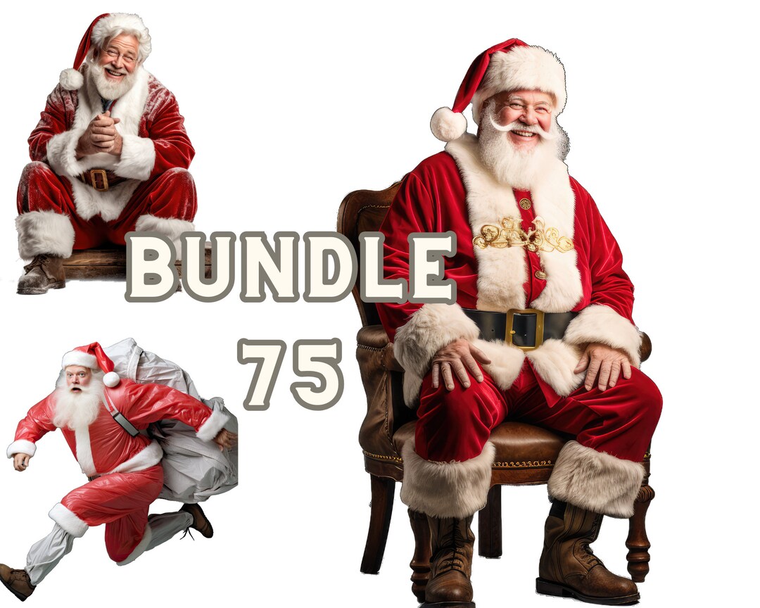 Bundle of 75 Santa Claus Overlays for Christmas Digital Photo Editing ...