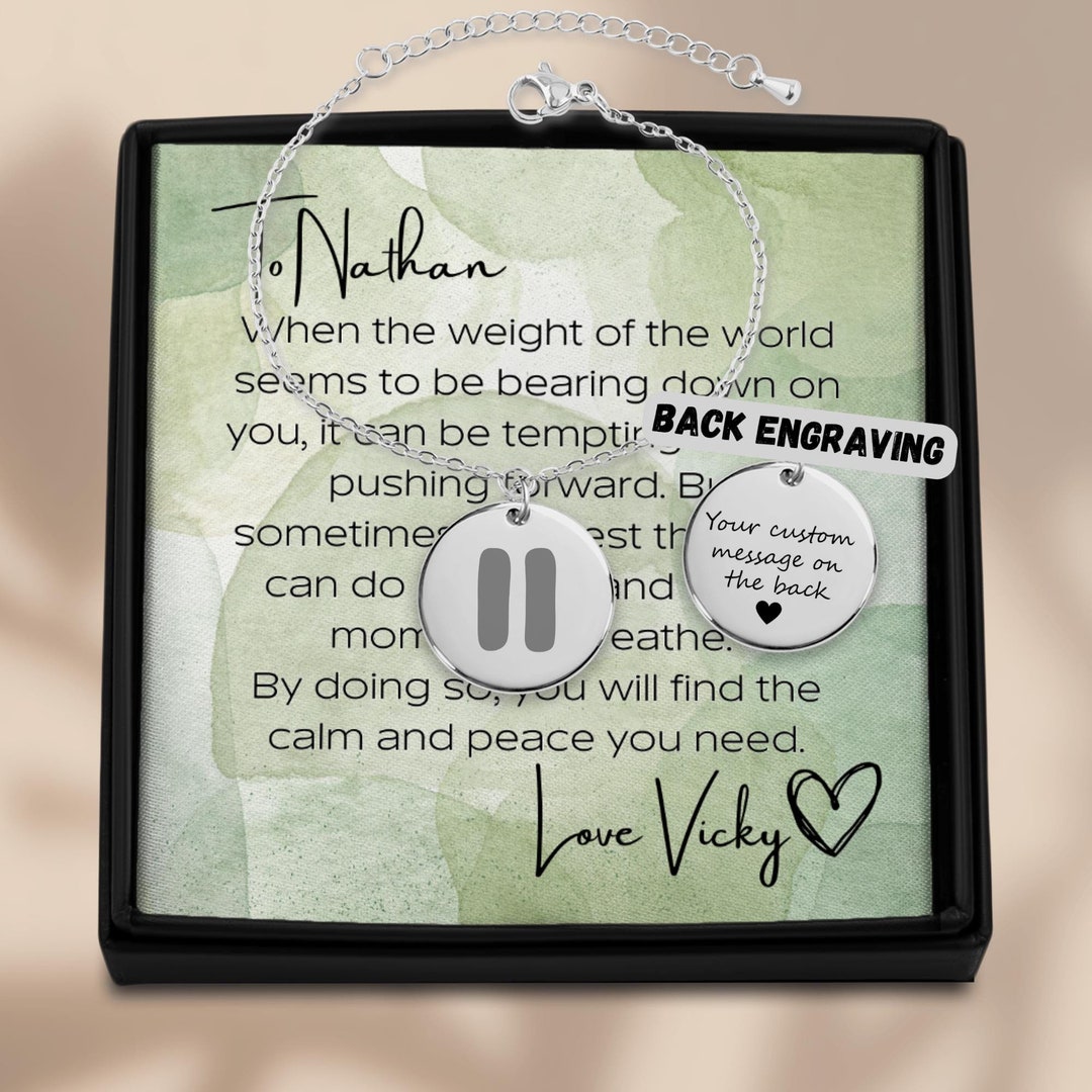 Pause Bracelet Mental Health Awareness Jewelry Coin Pendant Gift for ...