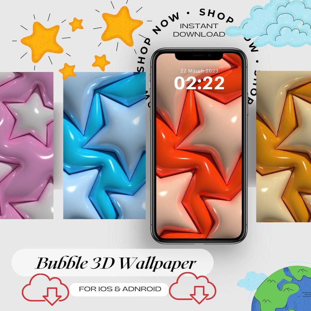 Shiny Stars Bubble 3D Aesthetic Wallpaper for Mobile Phone / 3D iPhone ...