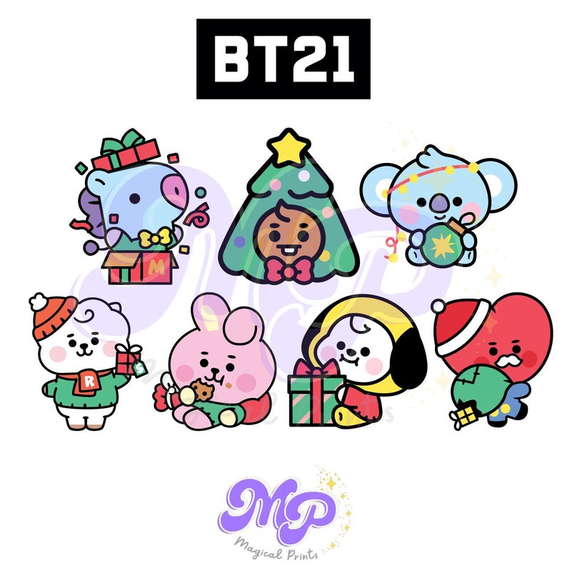 BT21 XMas Season / BTS / Digital stickers / PNG files - Etsy España