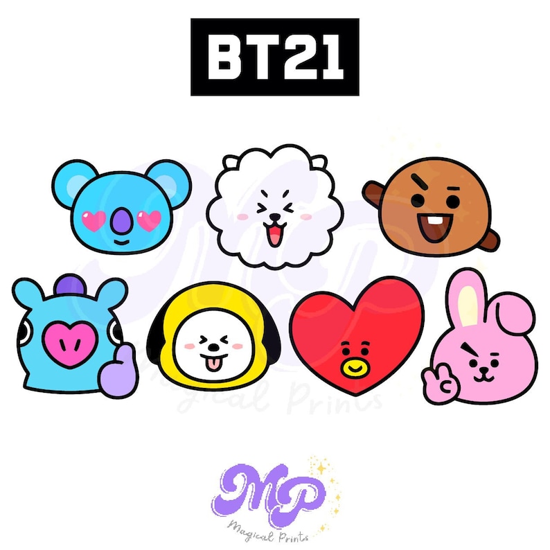 BT21 faces / BTS / Digital stickers / PNG files - Etsy México