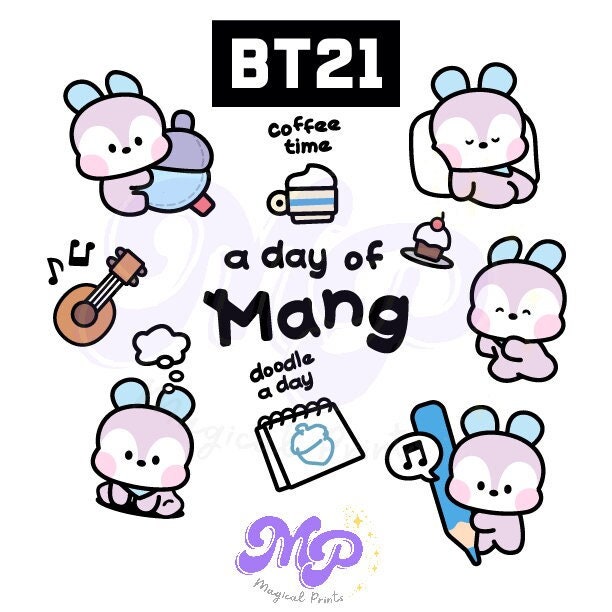 BT21 A Day of Mang / BTS / Digital Stickers / PNG Files - Etsy