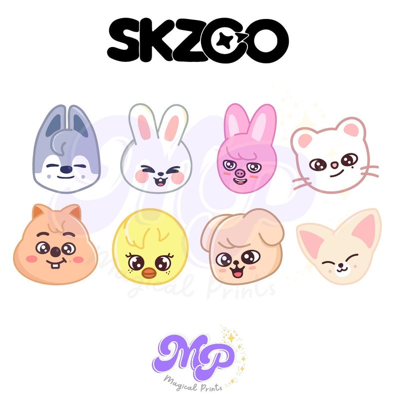SKZOO faces / Stray Kids / Digital stickers / PNG files - Etsy México