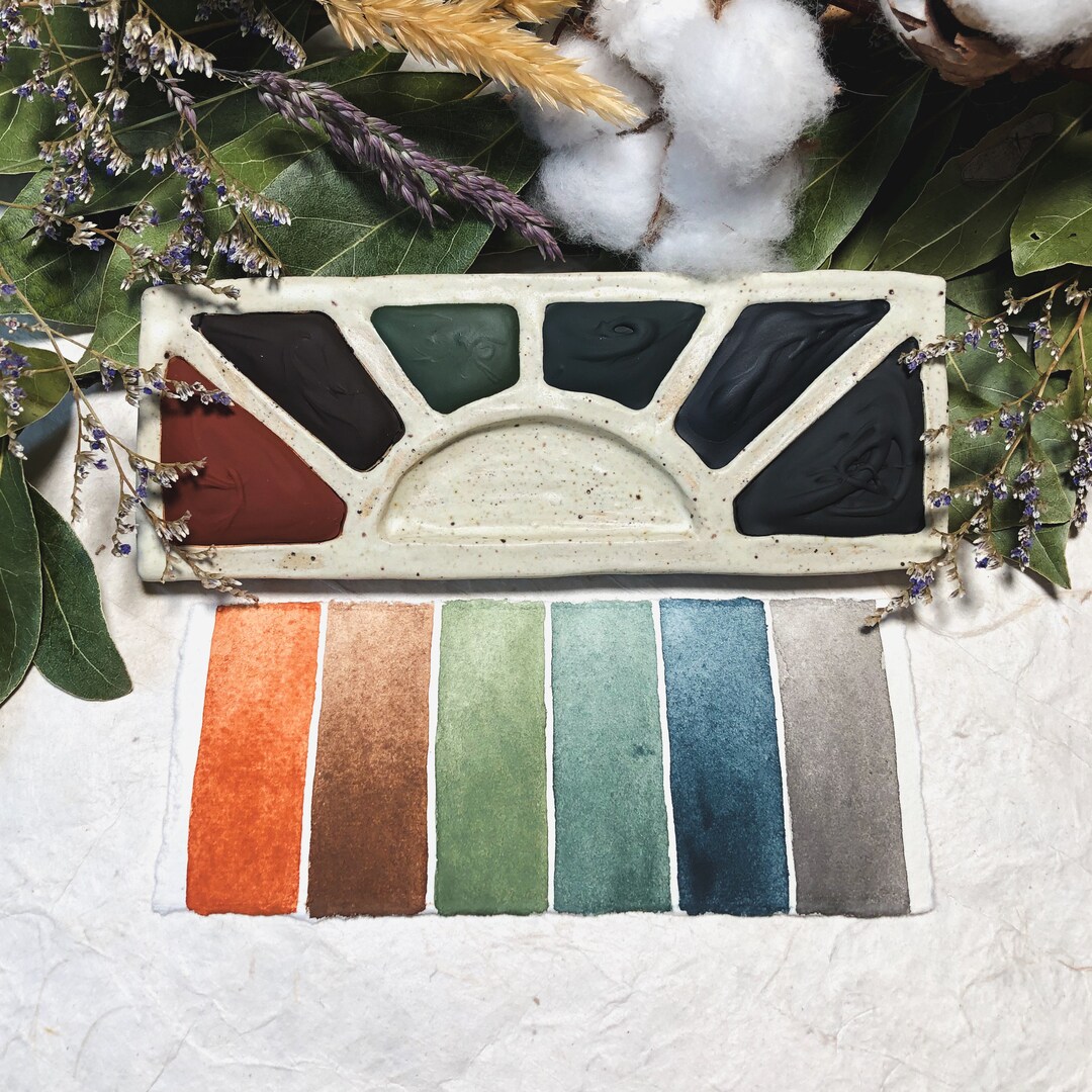 Ceramic Watercolour Palette alpenglow 6 Colours Natural Handmade ...