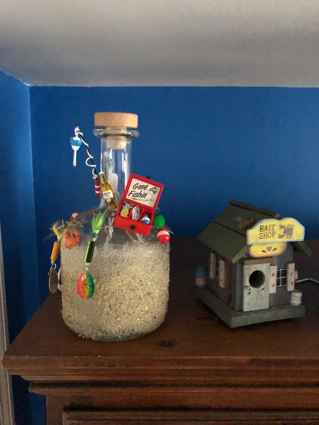 Gone Fishing- Themed Bottle Lamp - Etsy
