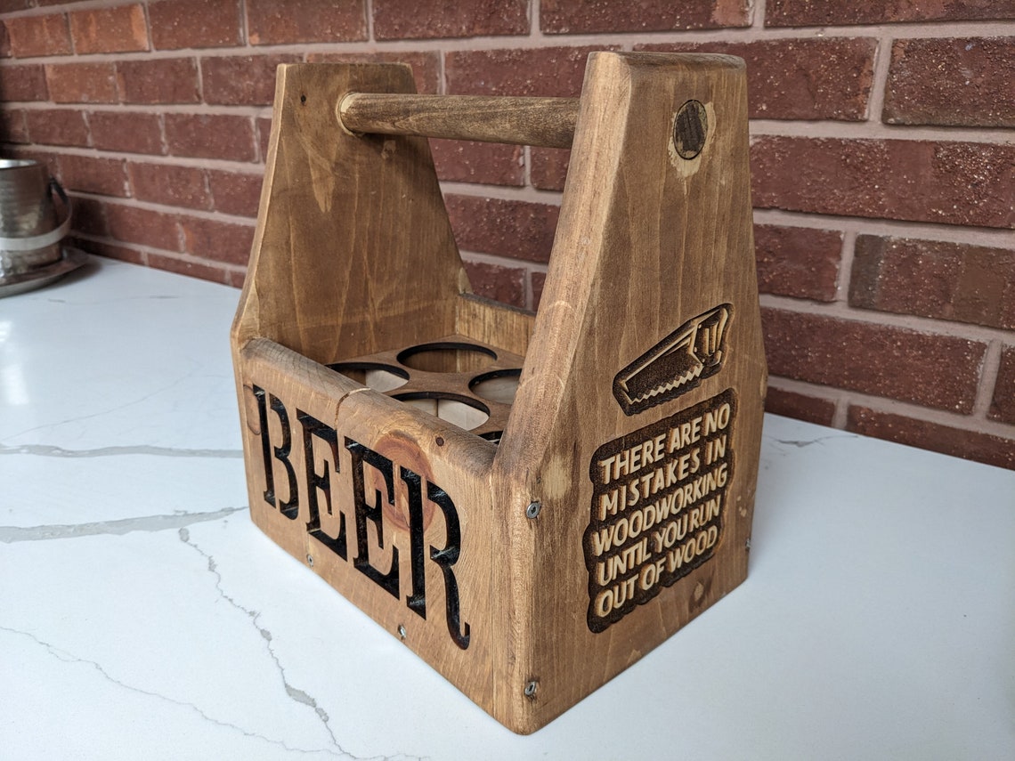 Beer Caddy Woodworking Plans SVG Lightburn Print Download - Etsy