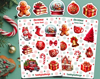 32 Christmas Tree Planner Stickers, Christmas Stickers, Cozy Winter ...