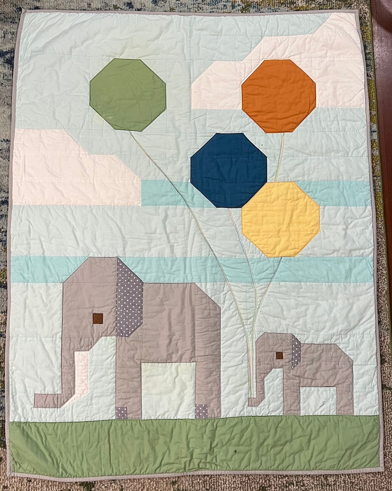 Mom - Baby Elephant Quilt Pattern Design / Modern Patchwork ...