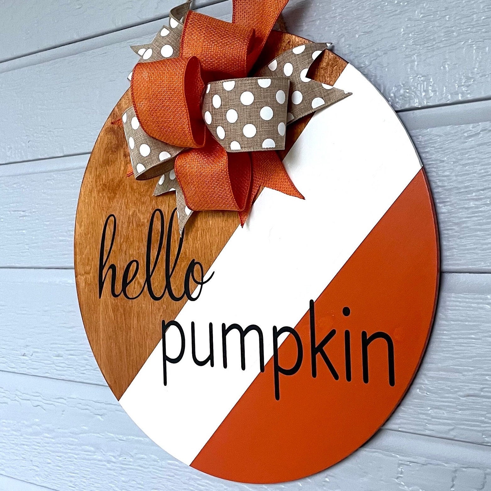 Front Door Decor Hello Pumpkin Door Hanger Door Wreath Housewarming ...