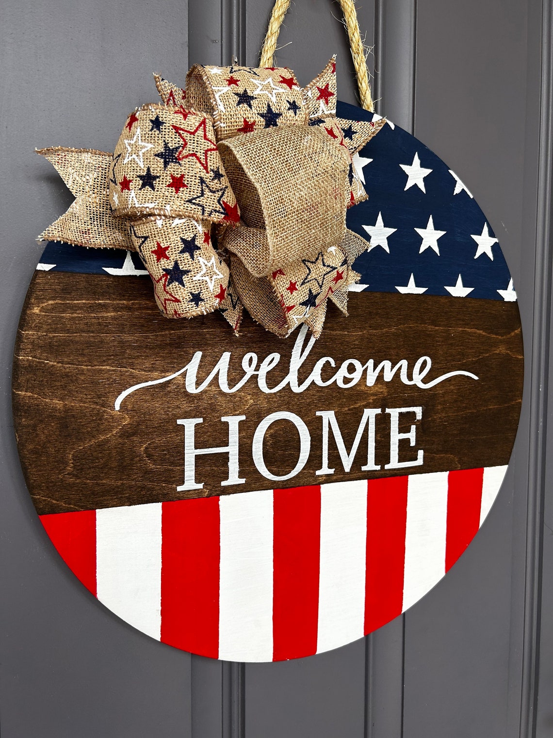 Front Door Decor | American Flag | Door Hanger | Door Wreath ...