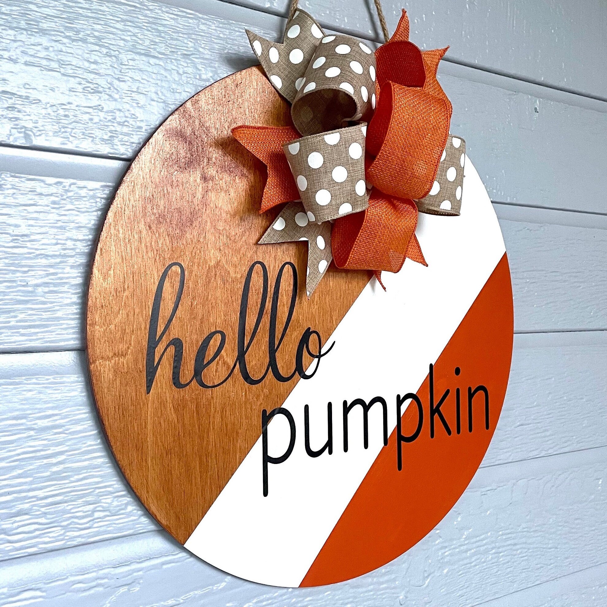 Front Door Decor Hello Pumpkin Door Hanger Door Wreath Housewarming ...