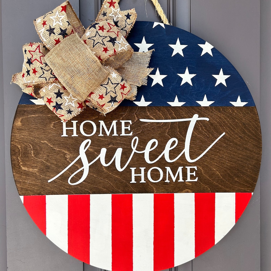 Front Door Decor | American Flag | Door Hanger | Door Wreath ...