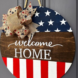 Front Door Decor | American Flag | Door Hanger | Door Wreath ...