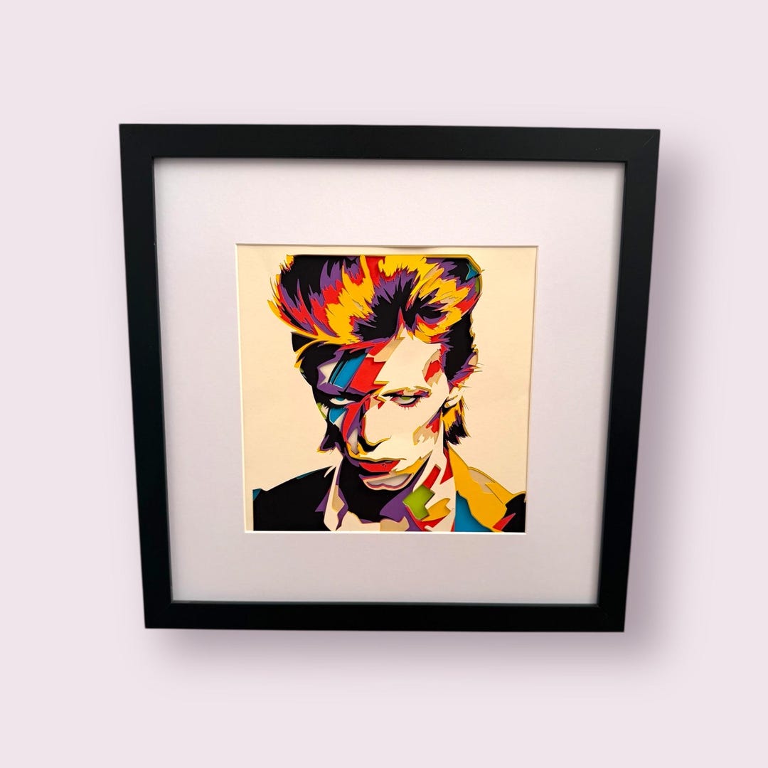 Colorful David Bowie Pop Art Portrait – Layered Paper Shadow Box Wall ...
