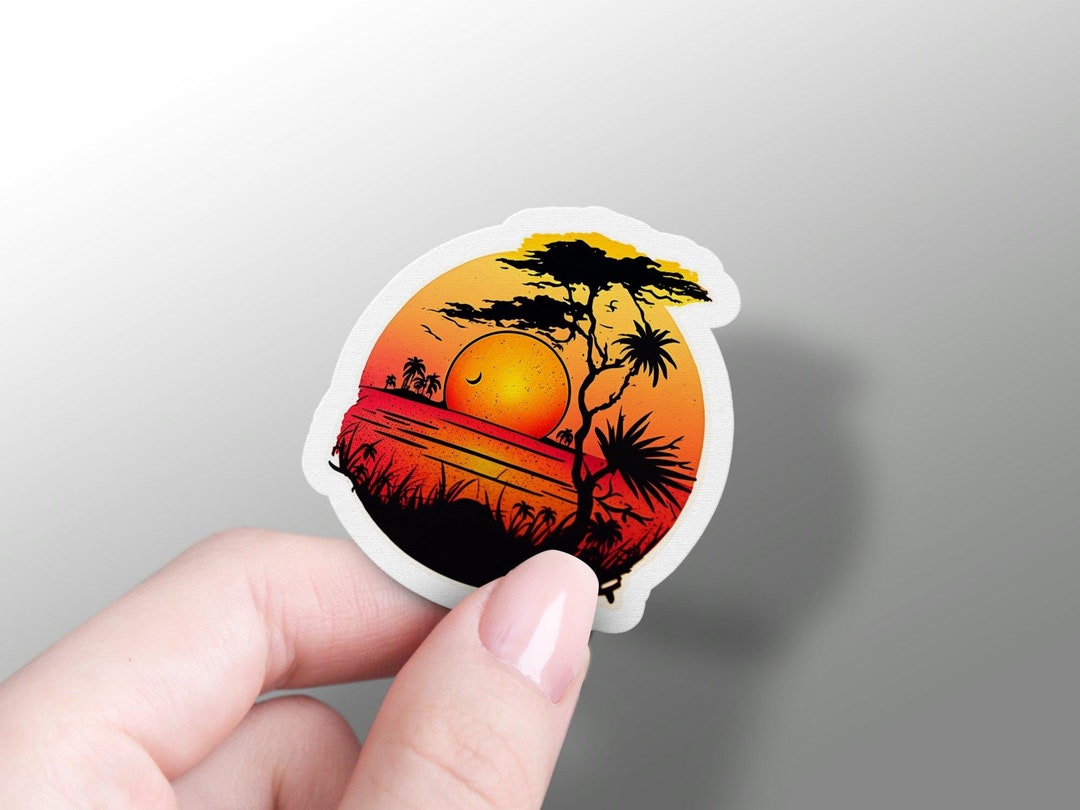 Sunset Sticker Summer Sunset Decal Palm Tree Sunset Cool Laptop Sticker ...