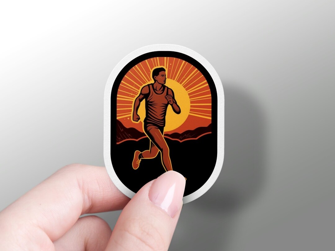 Running Sticker Retro Fun Running Lover Gift Vinyl Phone Sticker Man ...