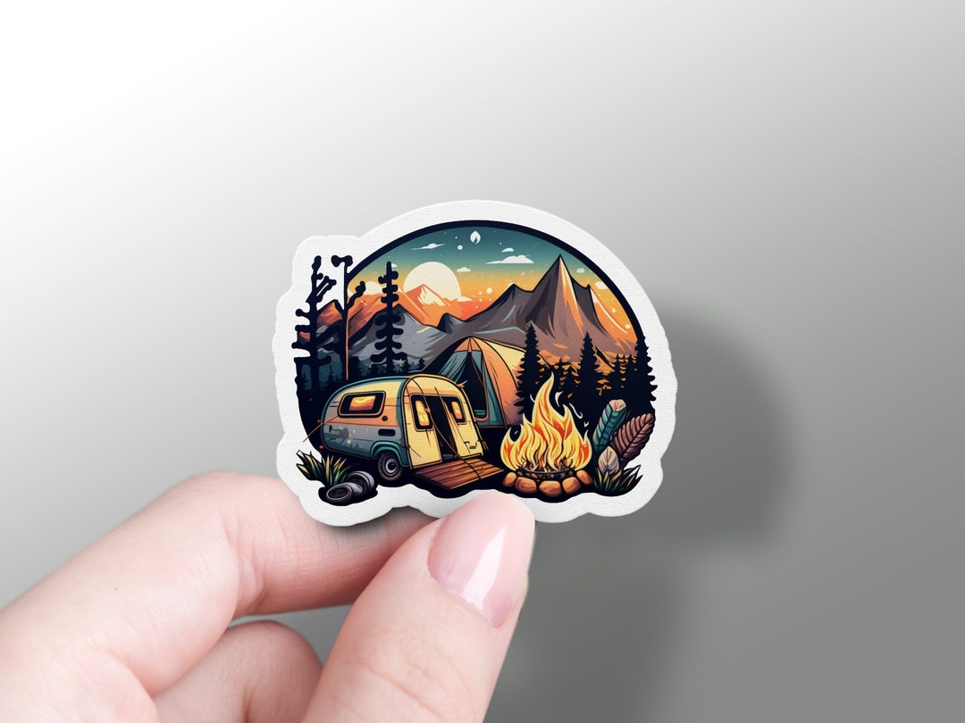 Camping Sticker, Hiking Stickers, Nature Gift, Camping Party Favors ...