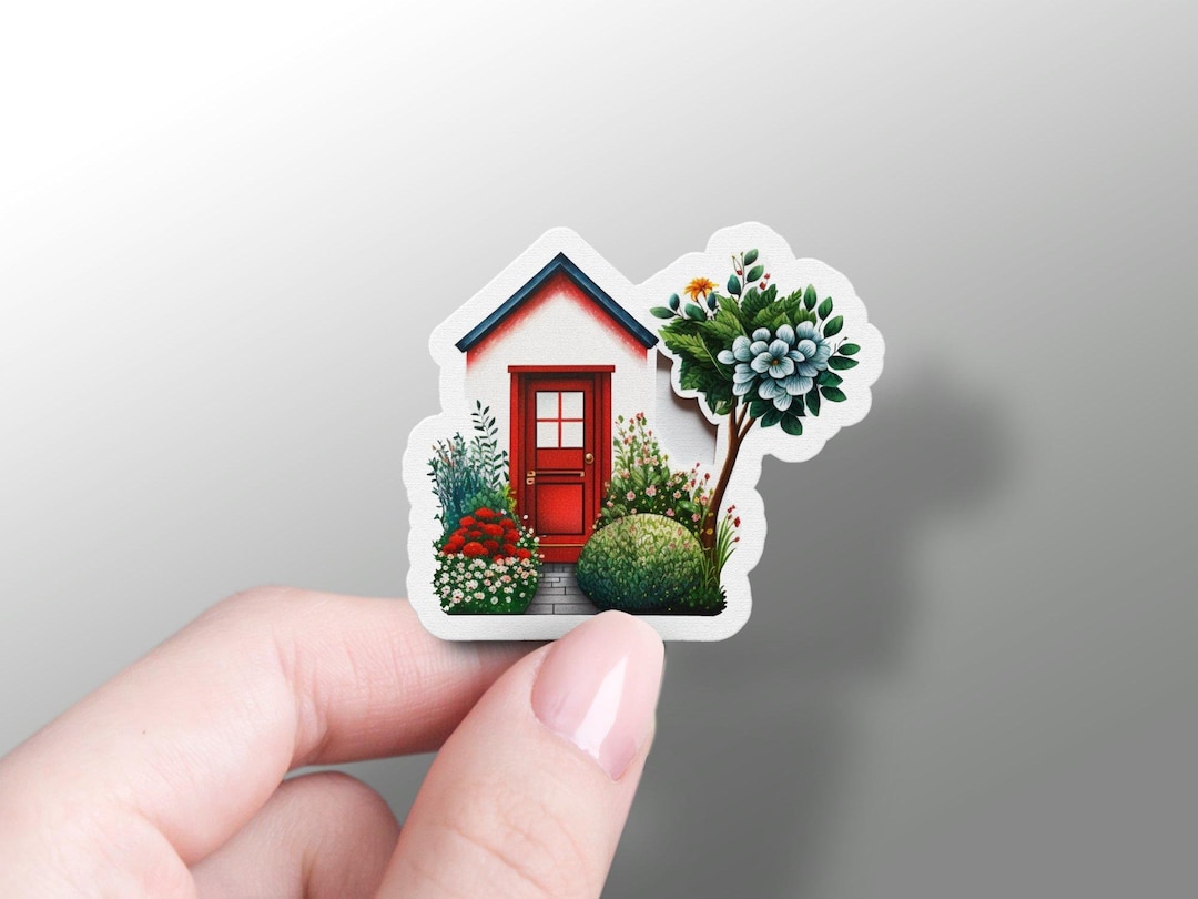 Cute House Sticker House Sticker With Flowers Gift for Home Decor Lover ...