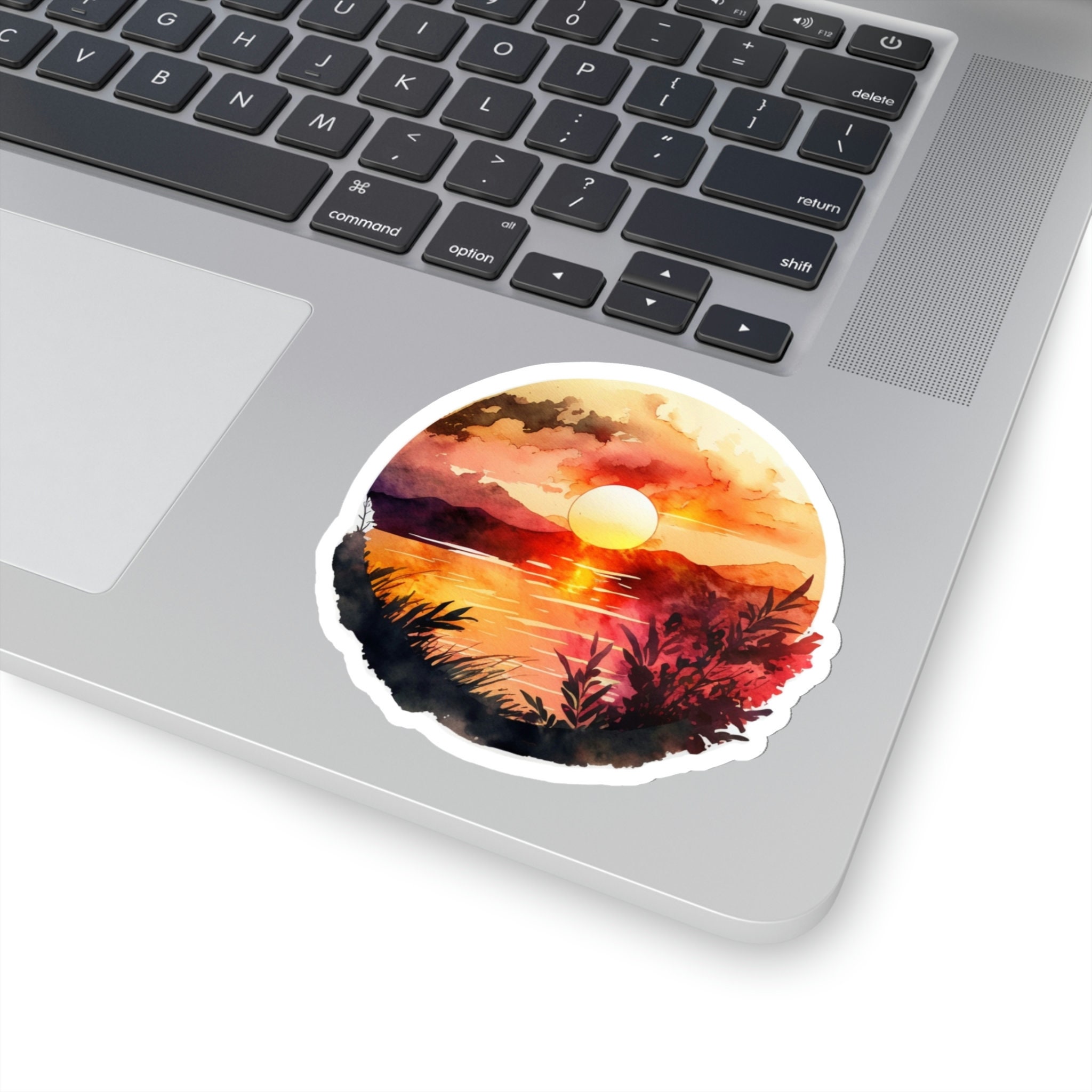 Colorful Sunset Sticker Watercolor Sunset Decal Mountain Sunset Cool ...