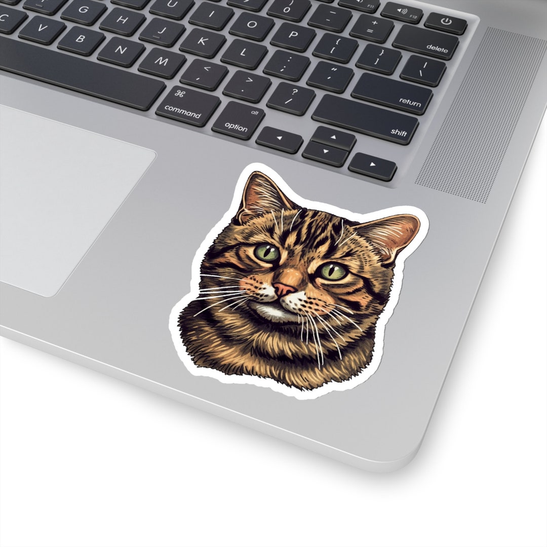 Tabby Cat Sticker, Cute Tabby Cat, Vinyl Phone Sticker, Cat Owner Gift ...