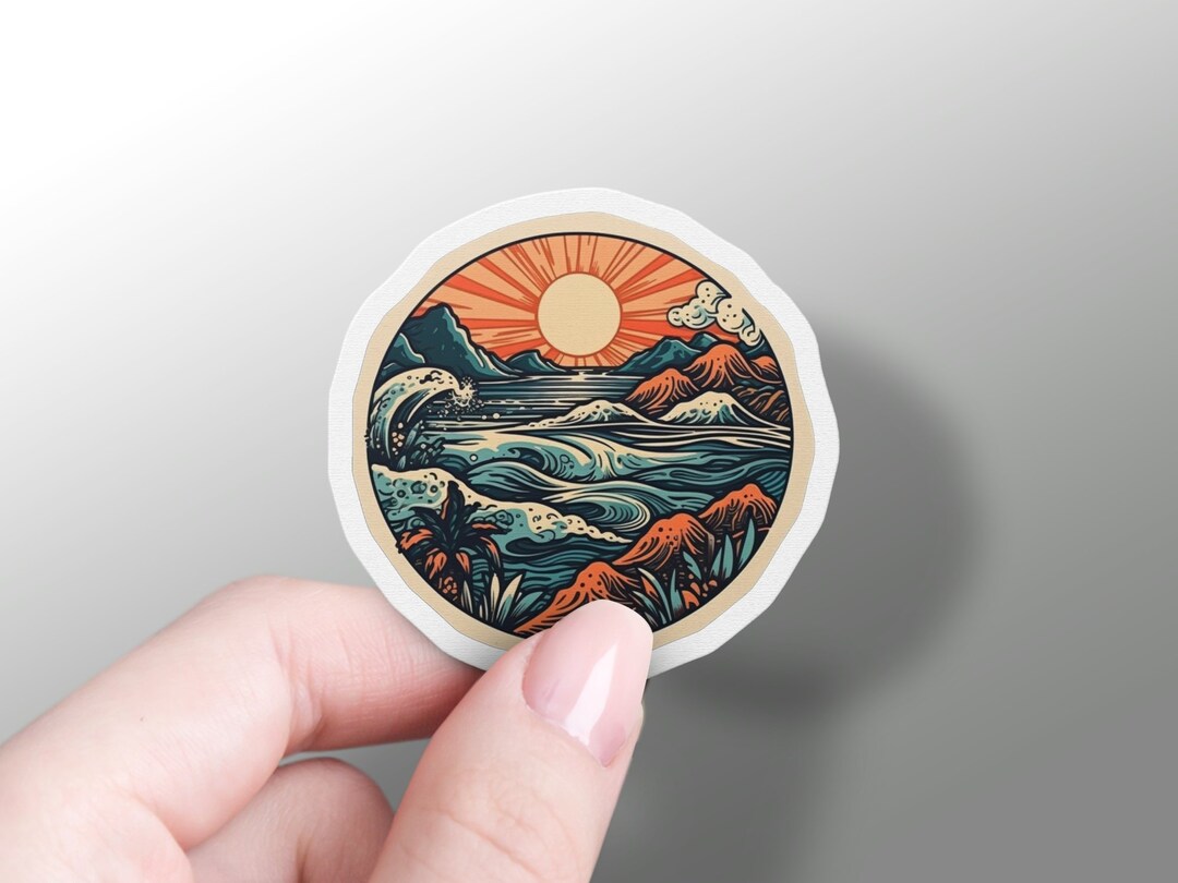 Boho Sunset Wave Sticker Fun Summer Decal Sunset Sticker Boho ...