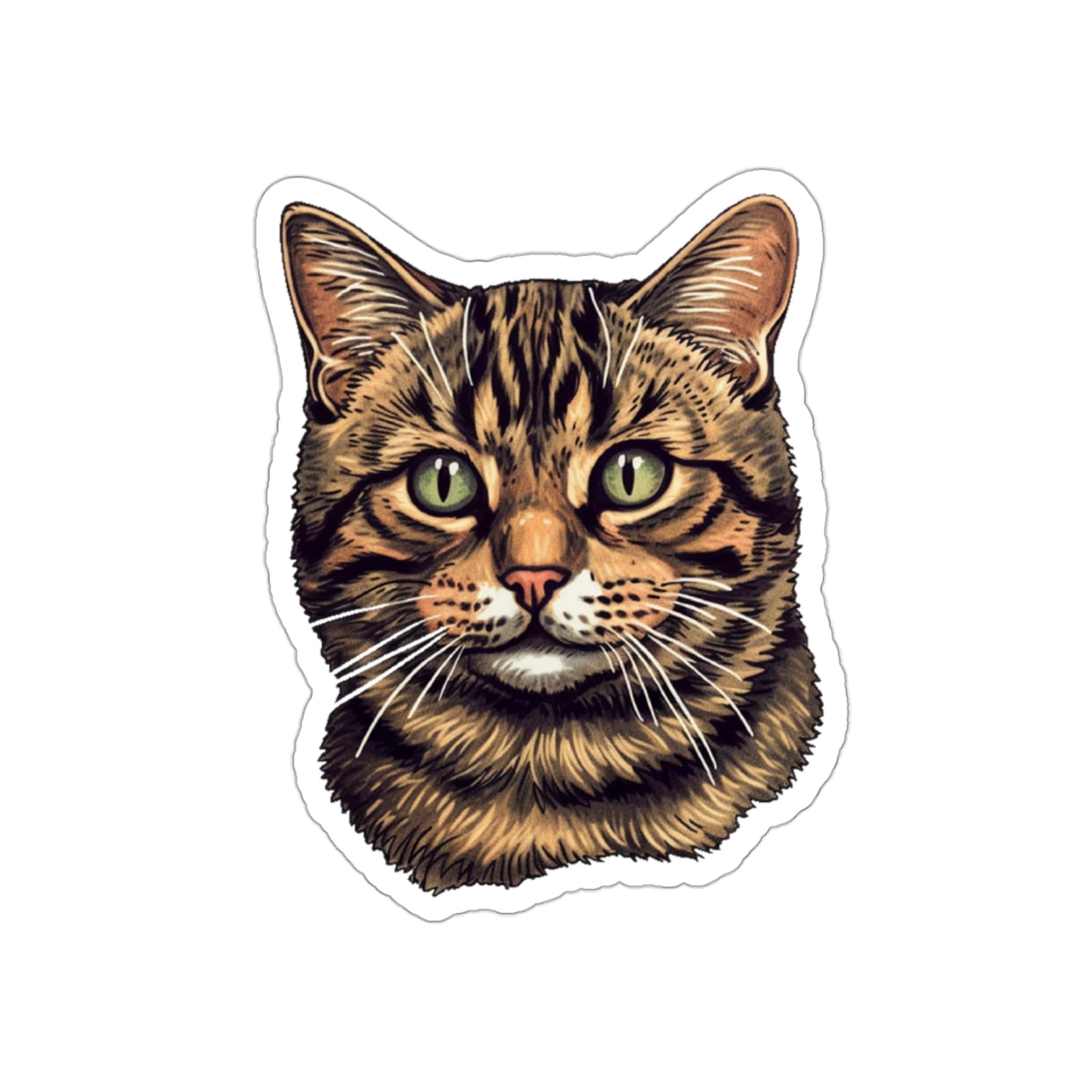 Tabby Cat Sticker, Cute Tabby Cat, Vinyl Phone Sticker, Cat Owner Gift ...