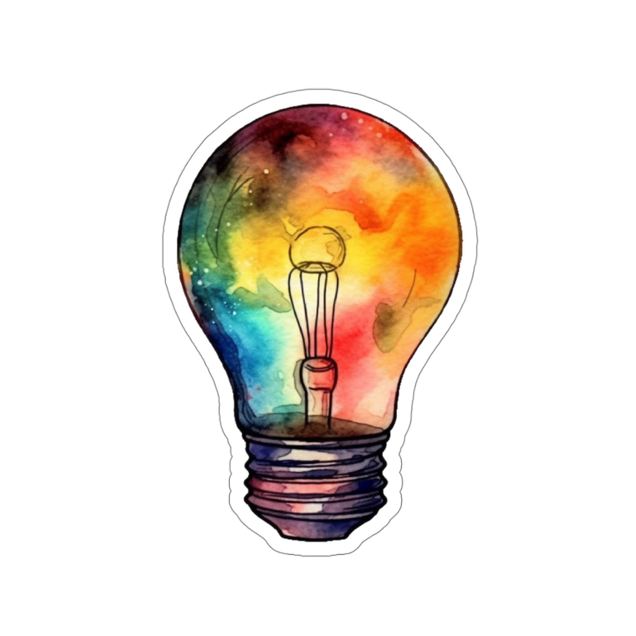 Lightbulb Sticker, Lightbulb, Vinyl Car Decal, Watercolor, Car Decals ...