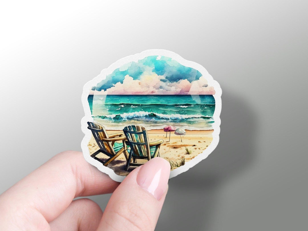 Watercolor Beach Sticker Beautiful Beach Decal Summer Beach Sticker ...