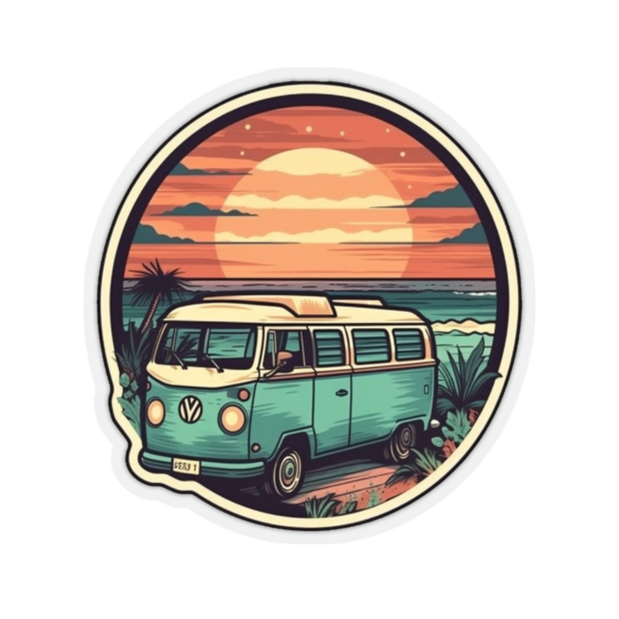 Retro Van Sunset Sticker Summer Decal Groovy Van Sticker Gift for ...