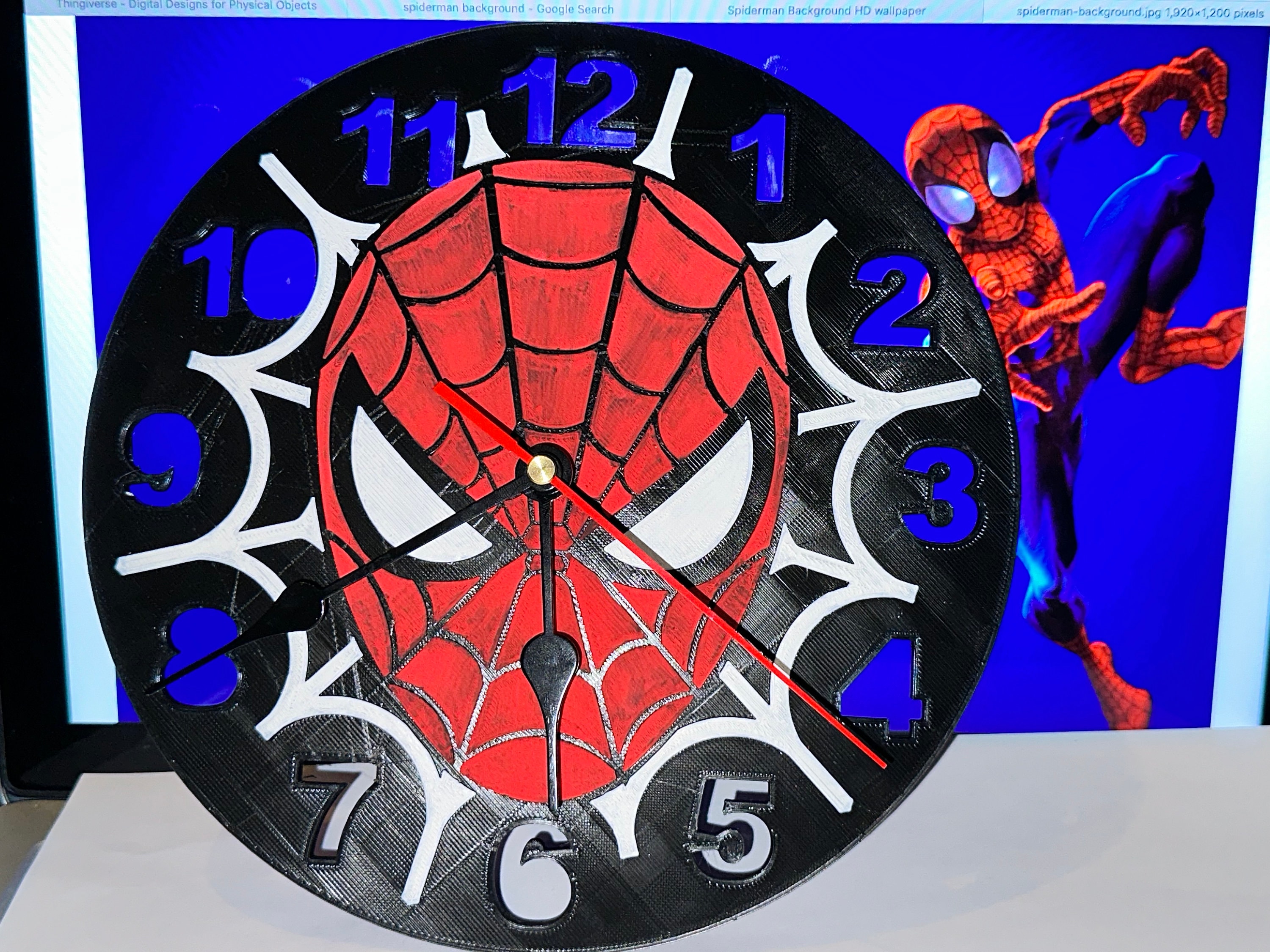 3d Printed Clock Inspired by Spider-man Series. Decorative Character ...