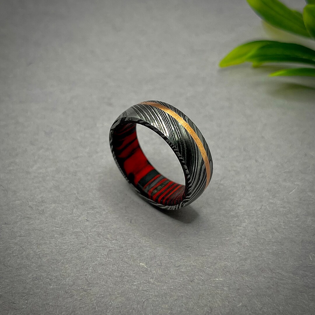 Ring Faceted Damasteel Damascus Dense Twist Pattern Ring Damascus Steel ...