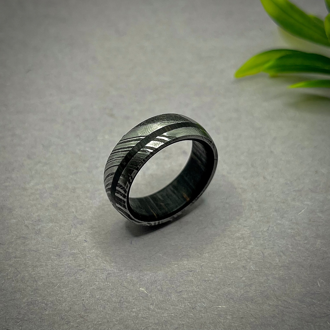 Damascus Steel Band Dome Ring Damascus Wedding Ring Plain Damascus Ring ...
