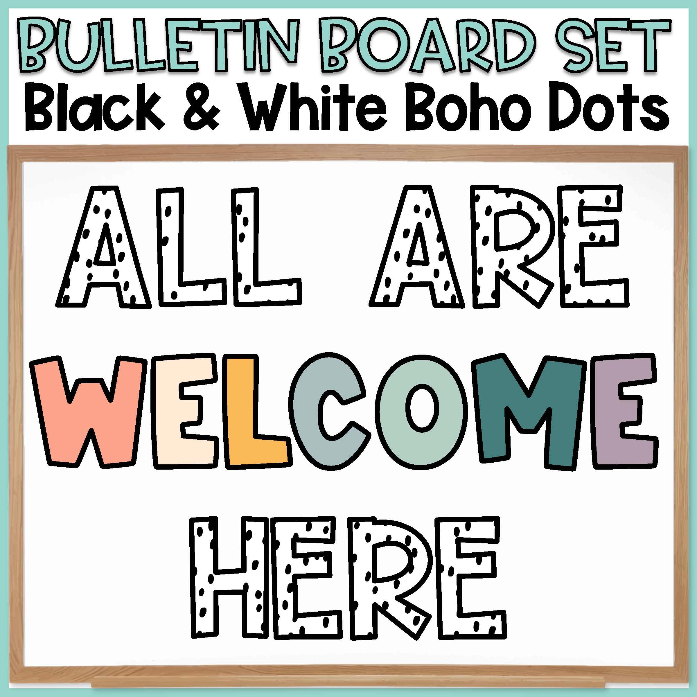 Boho Classroom Decor Bulletin Board - Back to School Black & White Boho ...