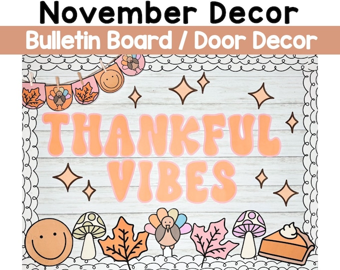 Fall Leaves November Bulletin Board Kit Ideas • Gratitude Thankfulness ...