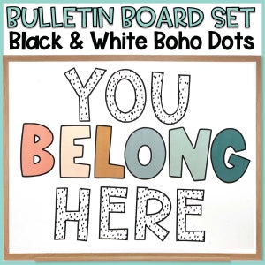 Boho Classroom Decor Bulletin Board - Back to School Black & White Boho ...