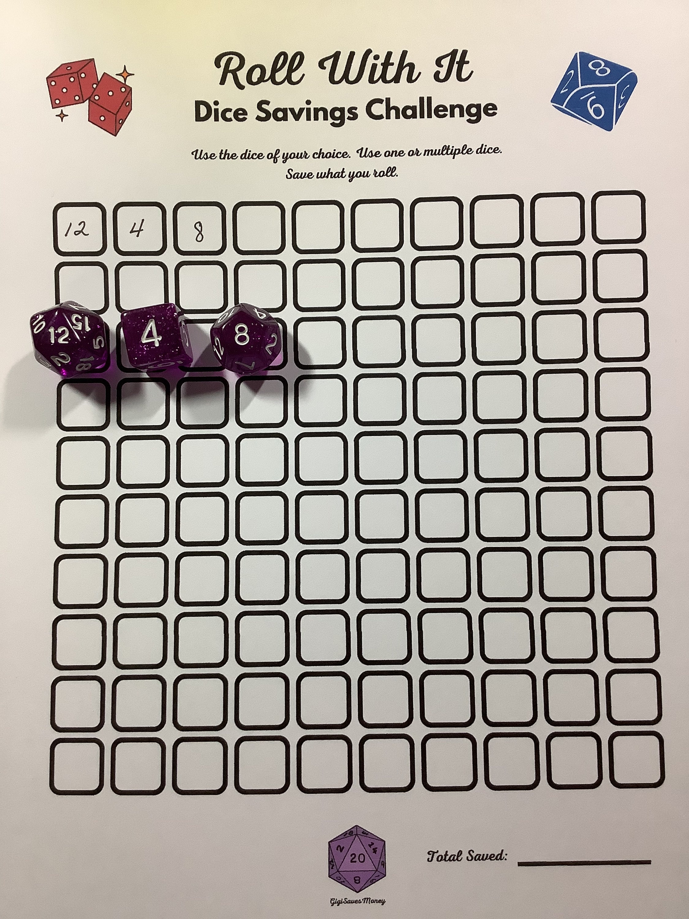 Roll With It Dice Savings Challenge - Etsy
