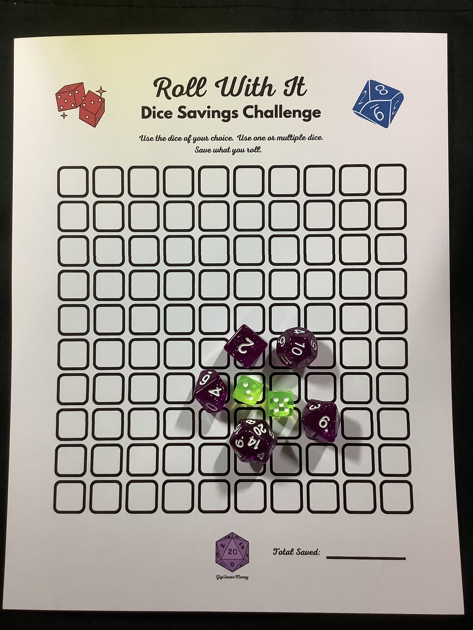 Roll With It Dice Savings Challenge - Etsy