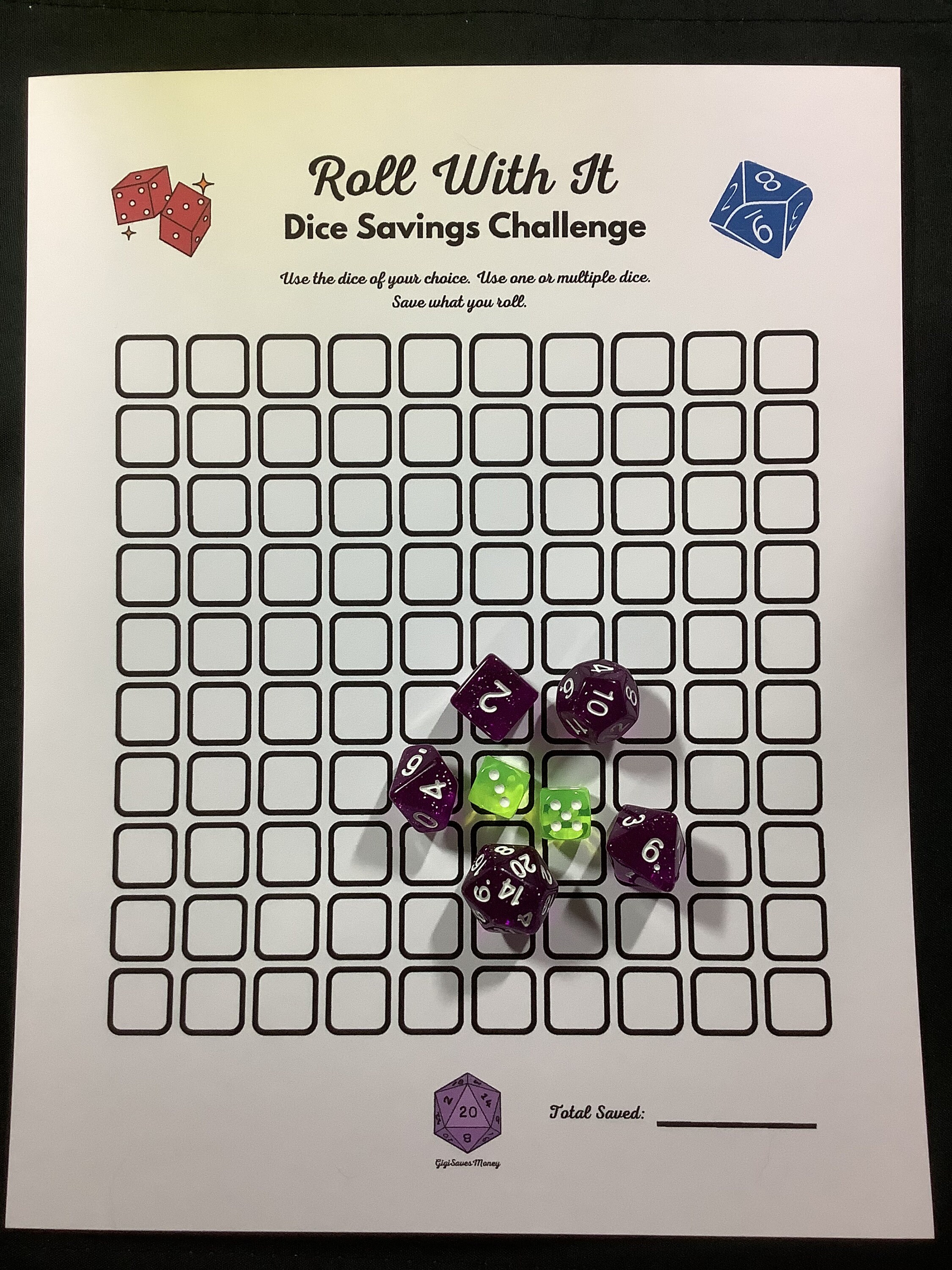 Roll With It Dice Savings Challenge - Etsy