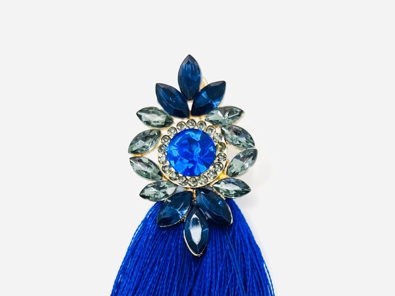 Vintage Burlesque Royal Blue Pave Rhinestone and Tassel Earrings - Etsy