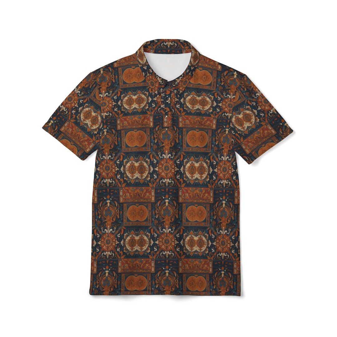 Bohemian Patterned Unisex Polo Shirt, Casual Shirt for Summer, Vacation ...